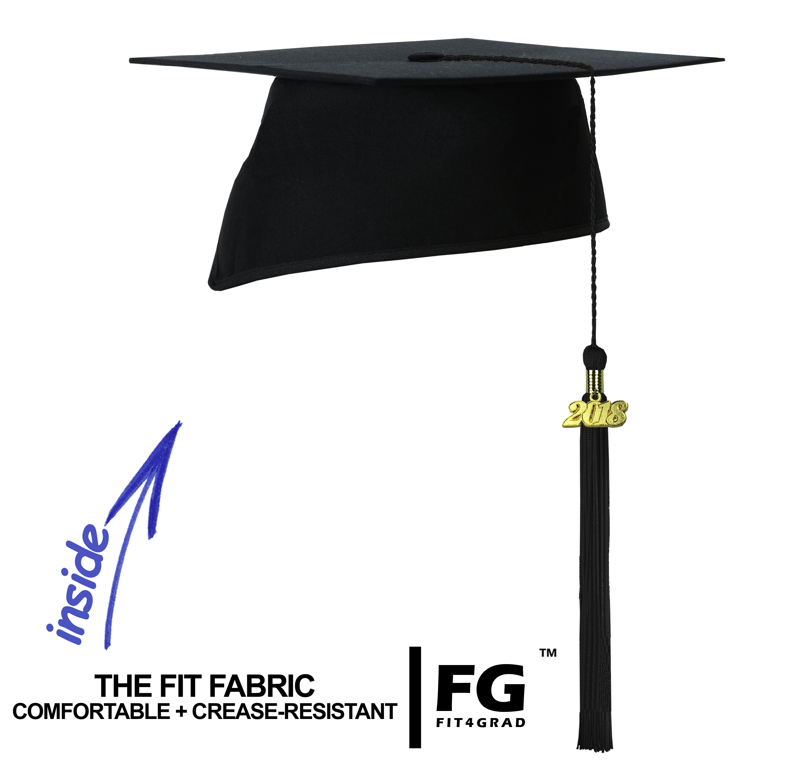 Doctoral cap ELEGANT with year tassel, black-cf110000